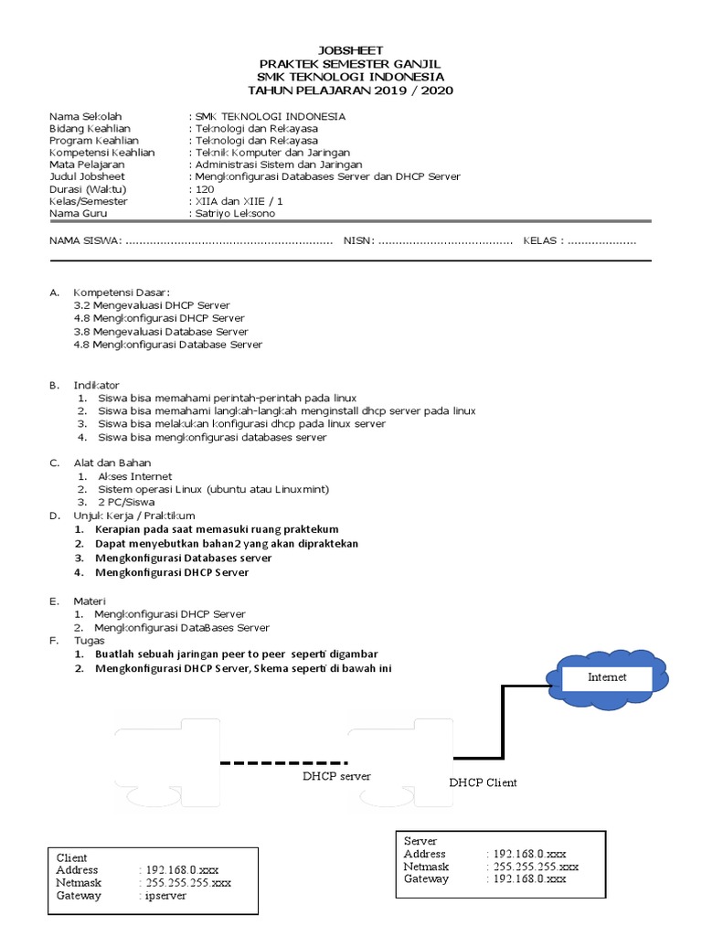 Format Jobsheet Pas Des 2019 Asj Xii | PDF