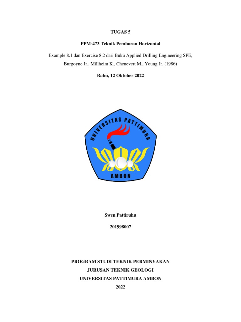 Swen Pattiruhu Tugas5 Teknik Pemboran Horizontal 20221012 | PDF | Metrology | Applied And ...