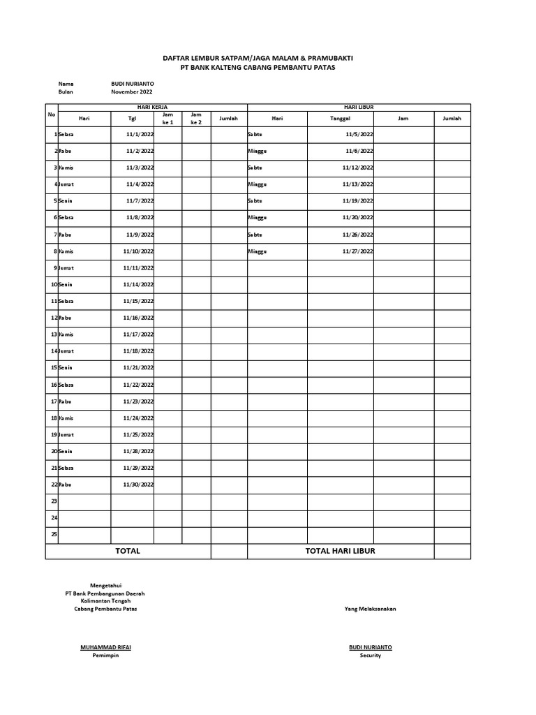 List Lembur | PDF