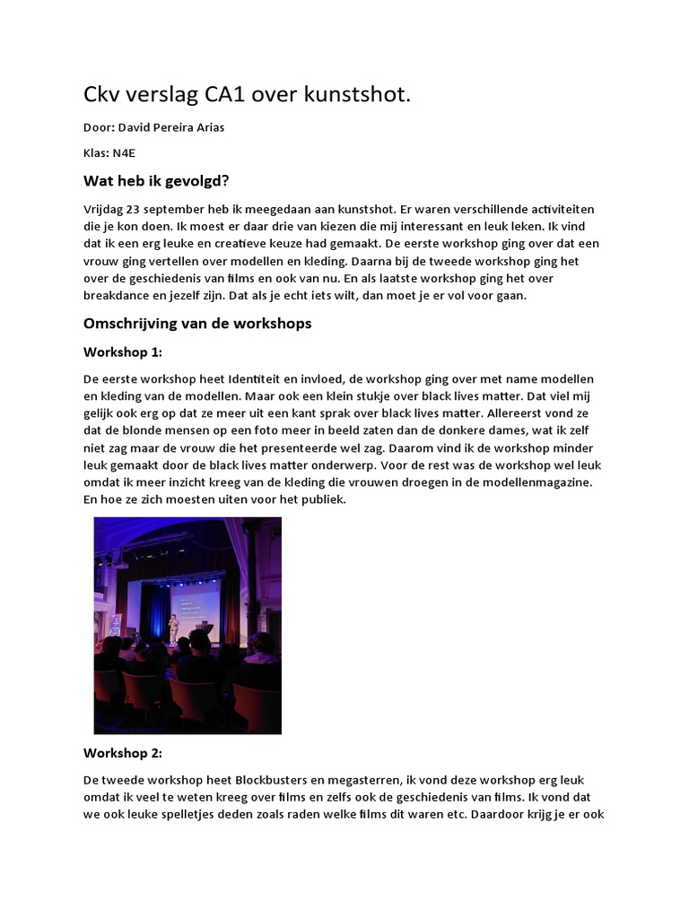 CKV Verslag Ca1 Kunstshot | PDF