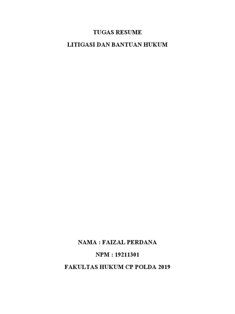 Tugas Resume Litigasi Dan Bantuan Hukum Faizal Perdana | PDF | Politik