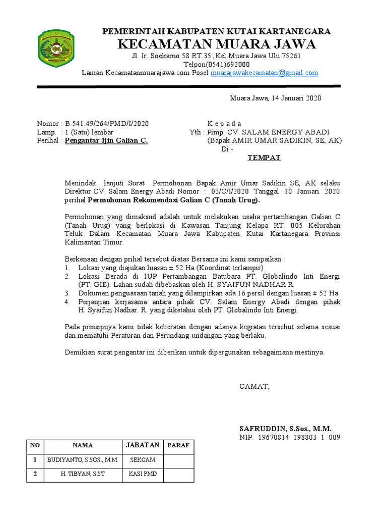Surat Pengantar Galian C | PDF