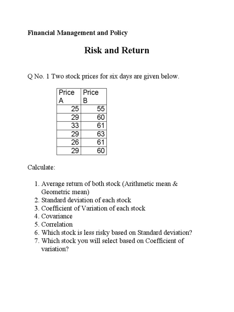 Financial Management: Risk and Return Analysis | PDF | Beta (Finance ...