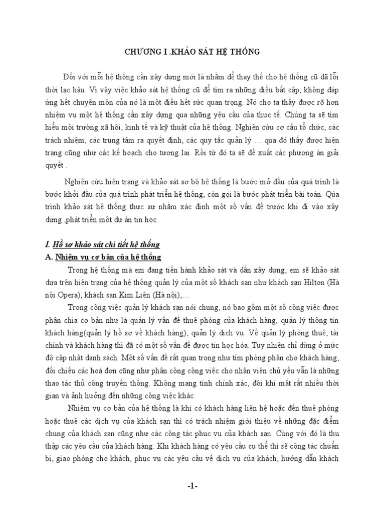 123doc - Phan Tich Thiet Ke He Thong Quan Ly Khach San | PDF