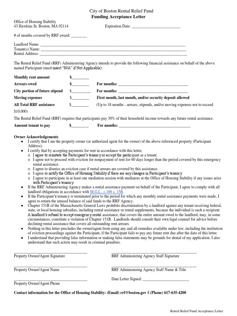RRF Funding Acceptance Letter, English | Download Free PDF | Leasehold ...