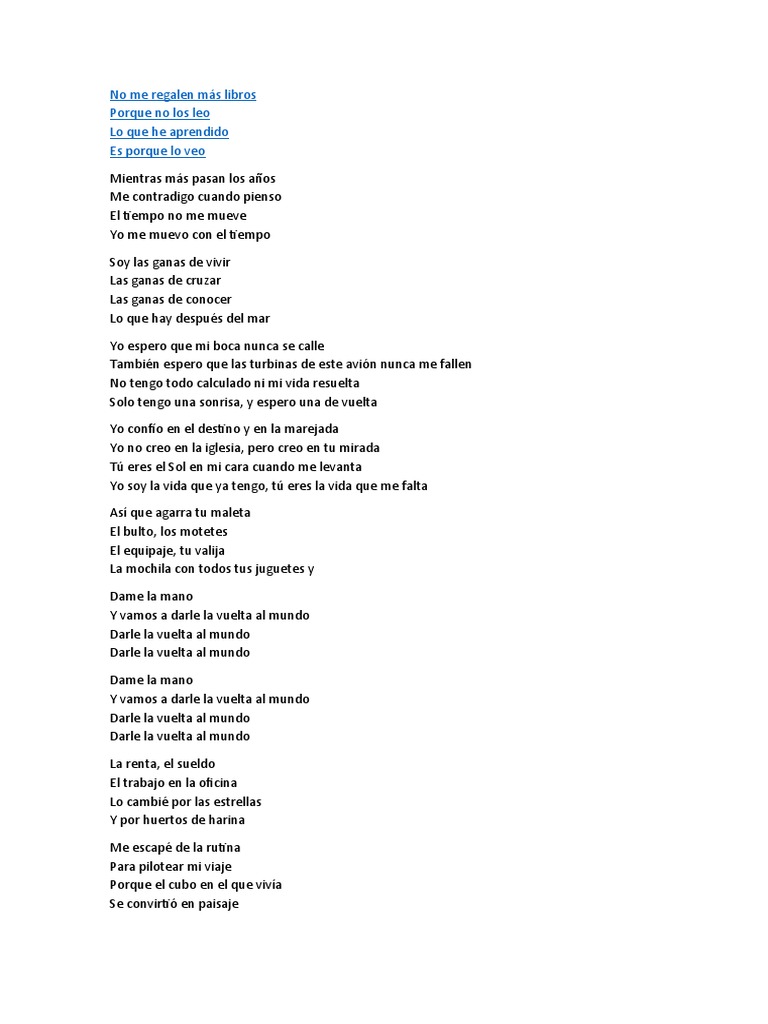 Letra La Vuelta Al Mundo | PDF