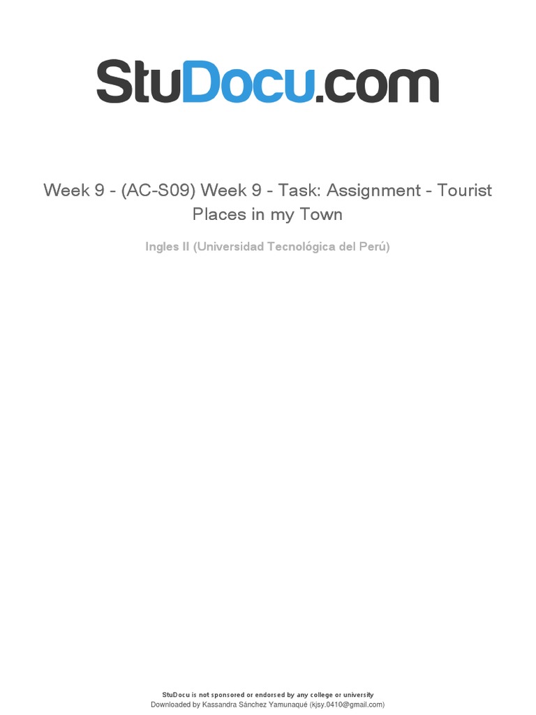 Tourist Attractions in My Town Assignment | PDF