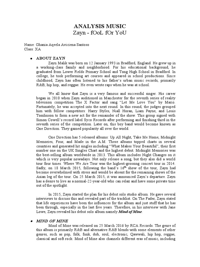 Analysis Music | PDF | Song Structure | One Direction