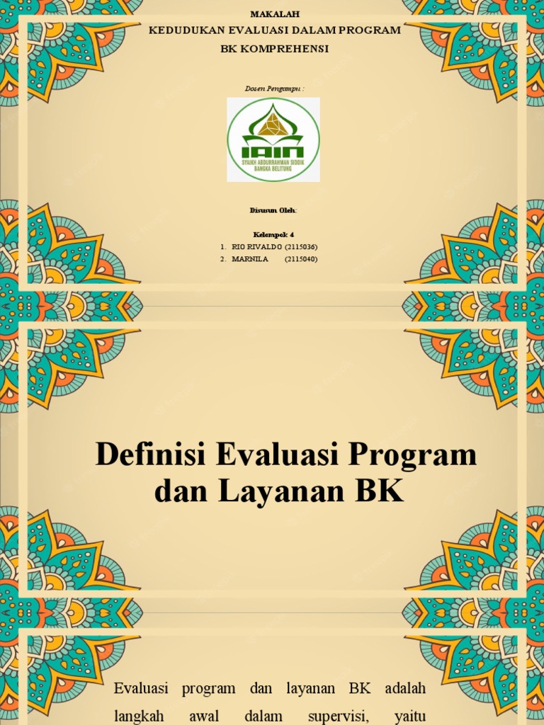 Kedudukan Evaluasi Dalam Program BK Komprehensi - PPT | PDF