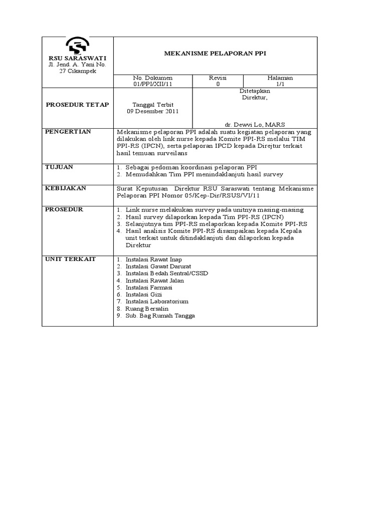 01.SPO Mekanisme Pelaporan PPI | PDF