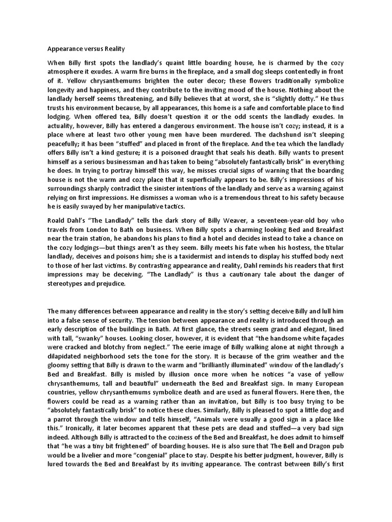 Deception in Roald Dahl's "The Landlady" | PDF | Landlord