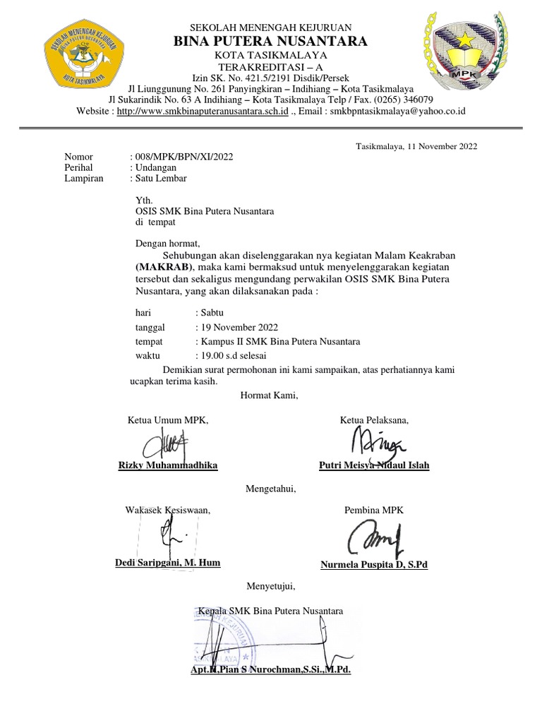 Surat Undangan Osis | PDF