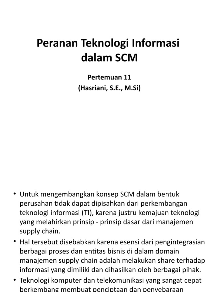 Pert.11 Peranan Teknologi Informasi Dalam SCM | PDF