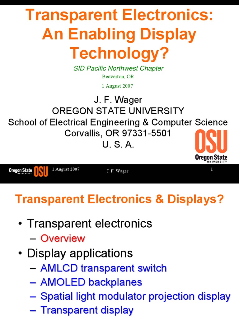 Transparent Electronics: An Enabling Display Technology? | PDF | Zinc ...