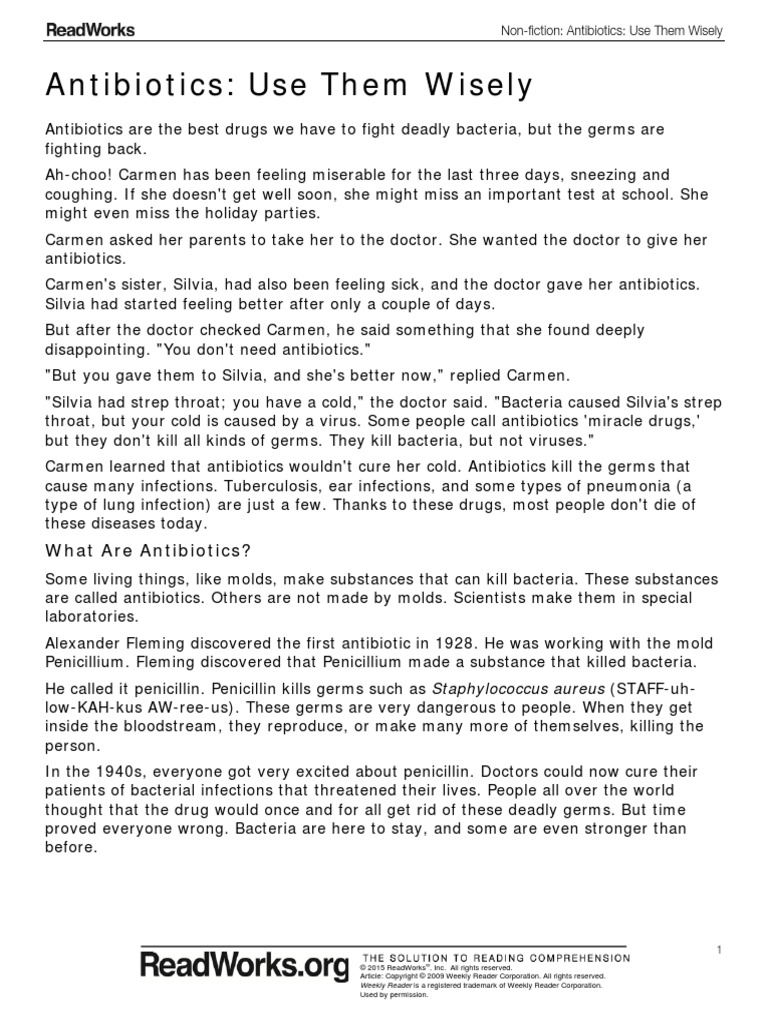 Antiobiotics Use Them Wisely 800 Passage and Questions | PDF | Pathogen ...