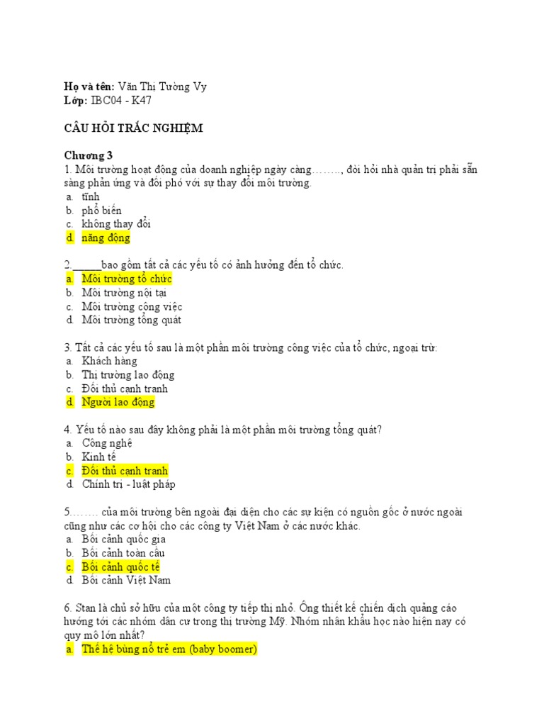 Trac Nghiem c3 | PDF