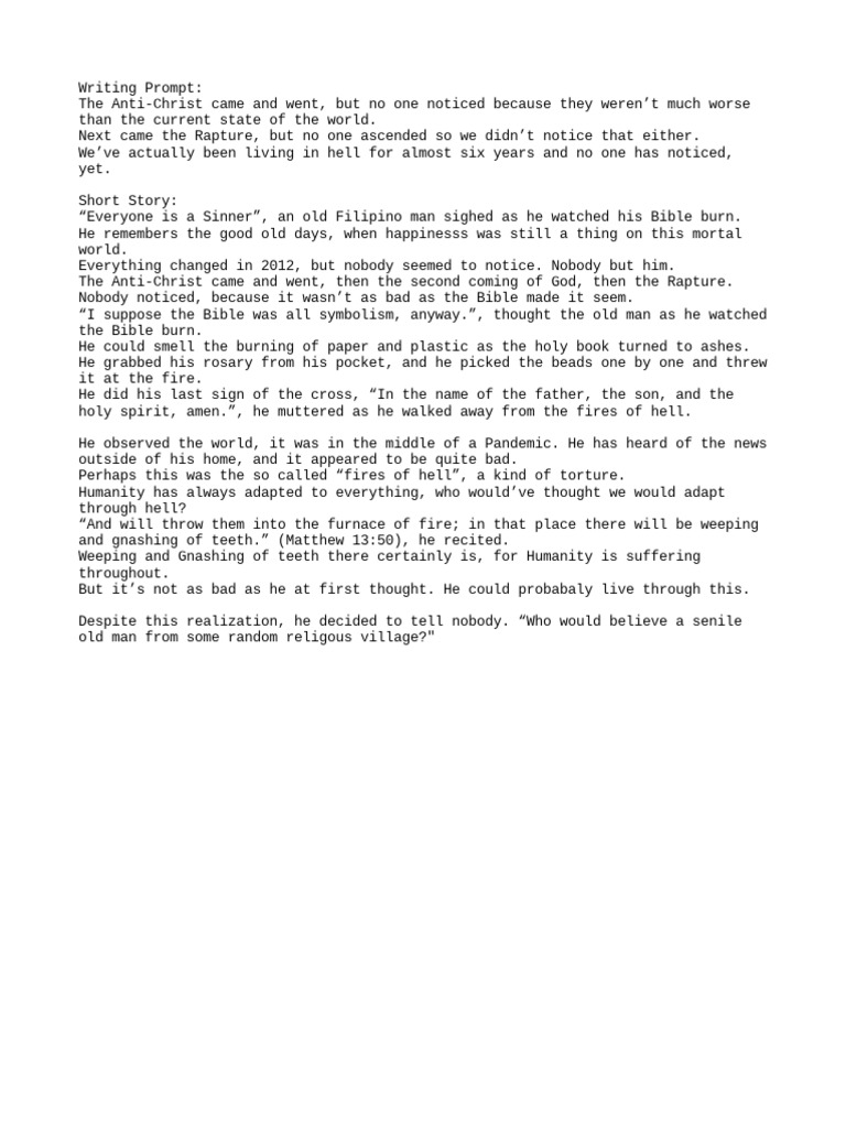 Welcome To Hell (Short Story) | PDF