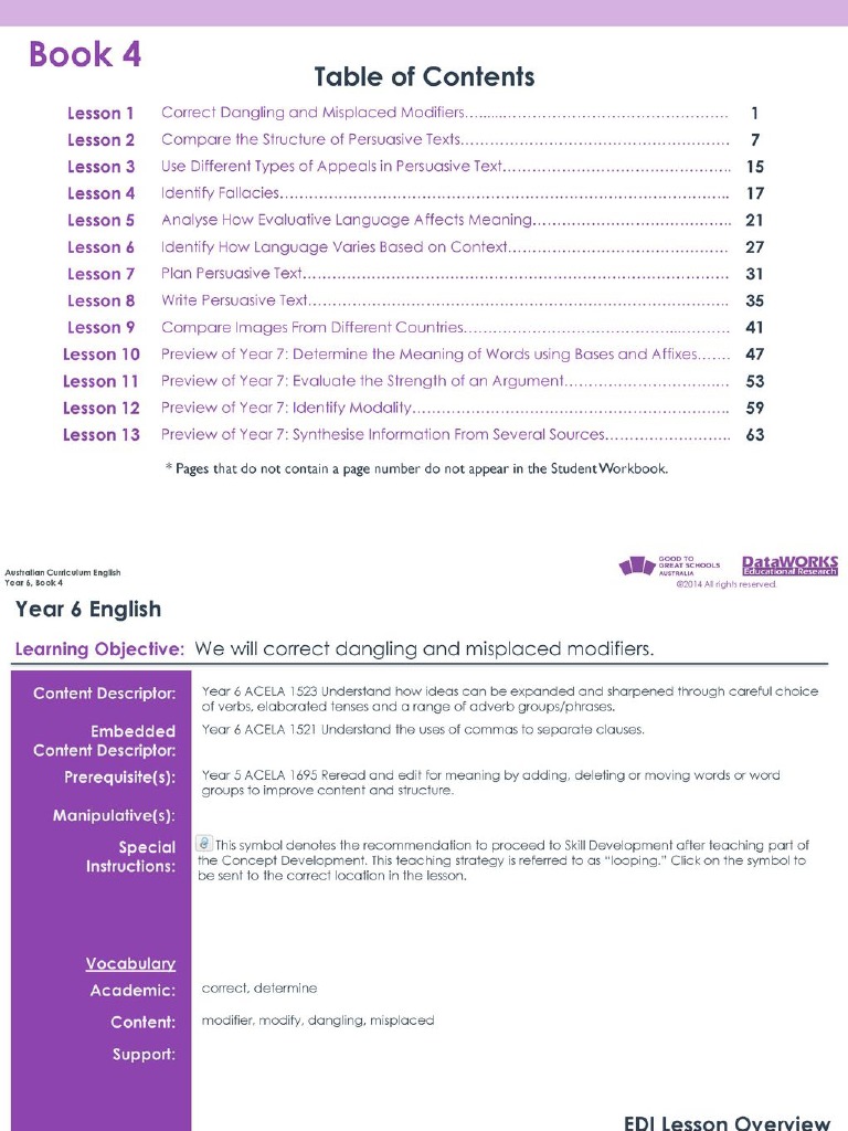Book 4 Table Of Contents Lesson 1 1 Lesson 2 7 Lesson 3 15 Lesson 4 17