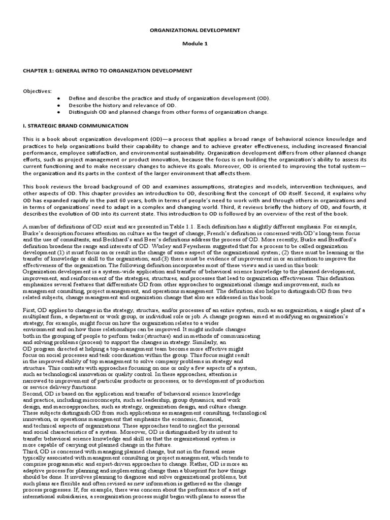 Module 1 - Org Development | PDF | Organization Development | Change Management