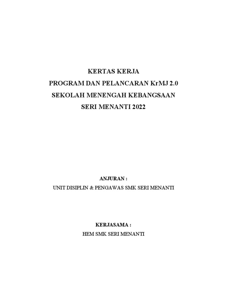 Kertas Kerja Program KRMJ 2022 | PDF