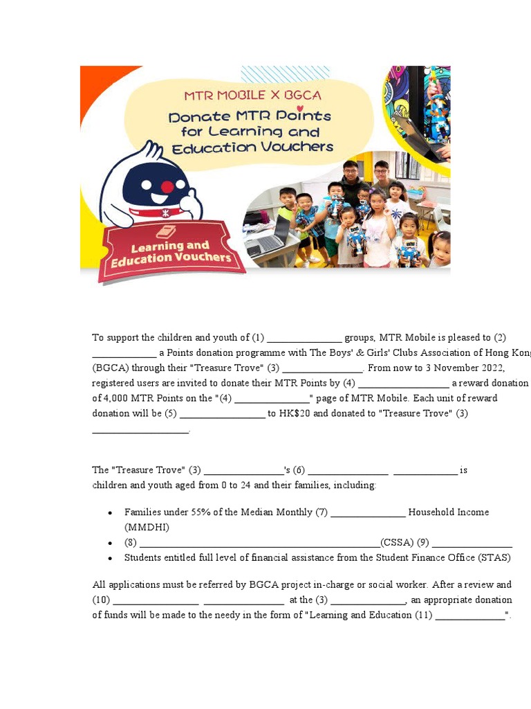 Donate MTR Points for Youth Support | PDF | Business