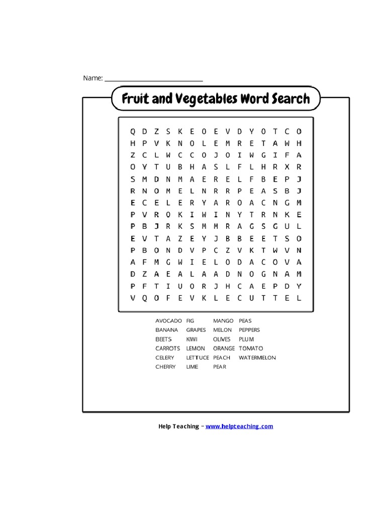 Food Wordsearch | PDF