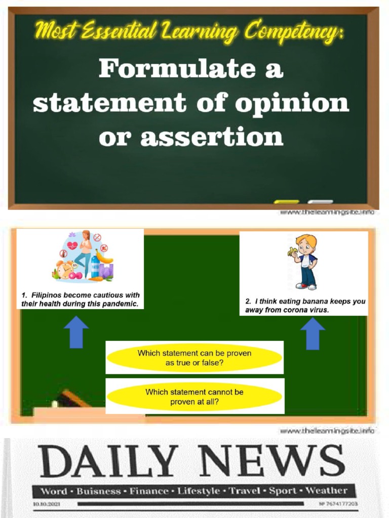 Opinion vs Assertion in English 10 | PDF | Career & Growth | Wellness