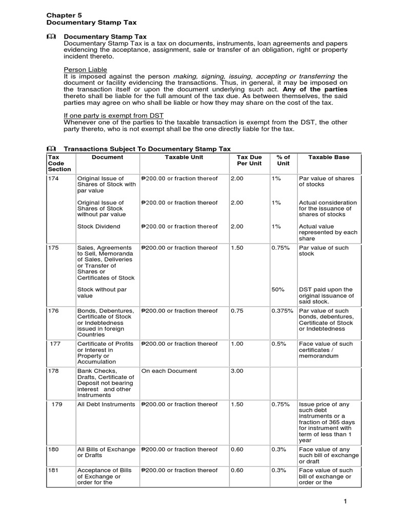 Ch05 Documentary Stamp Tax PDF Insurance Stocks