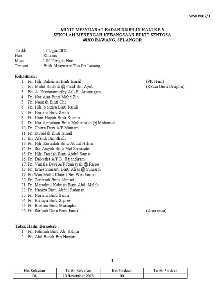 Minit DISIPLIN 3 2019 | PDF