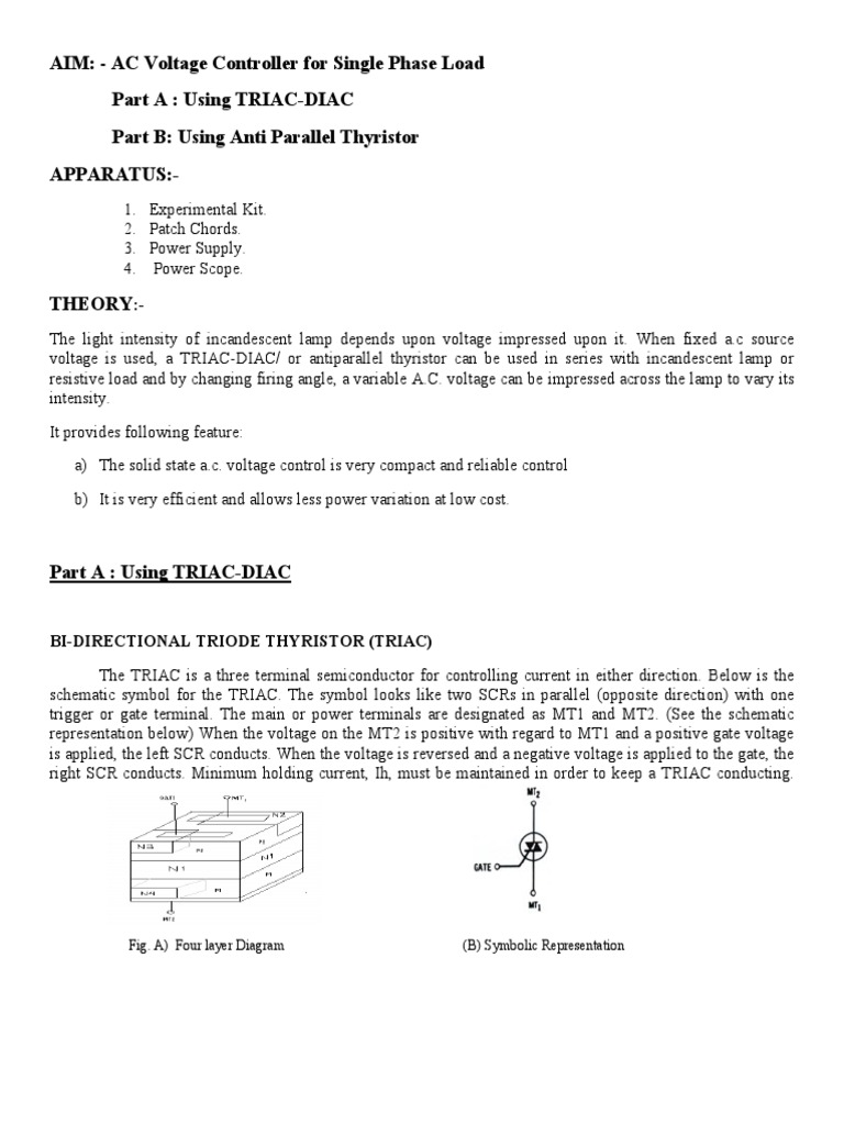 AC Voltage Controller For Single Phase Load | PDF | Alternating Current ...