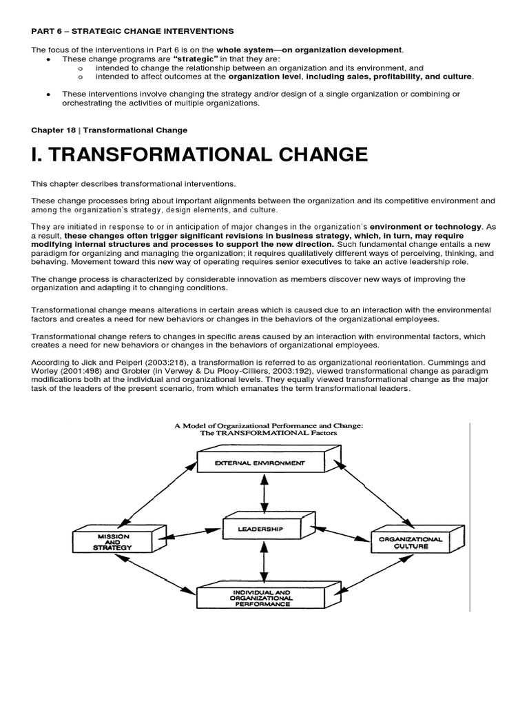 Chapter 18 - Transformational Change | PDF | Leadership | Strategic ...