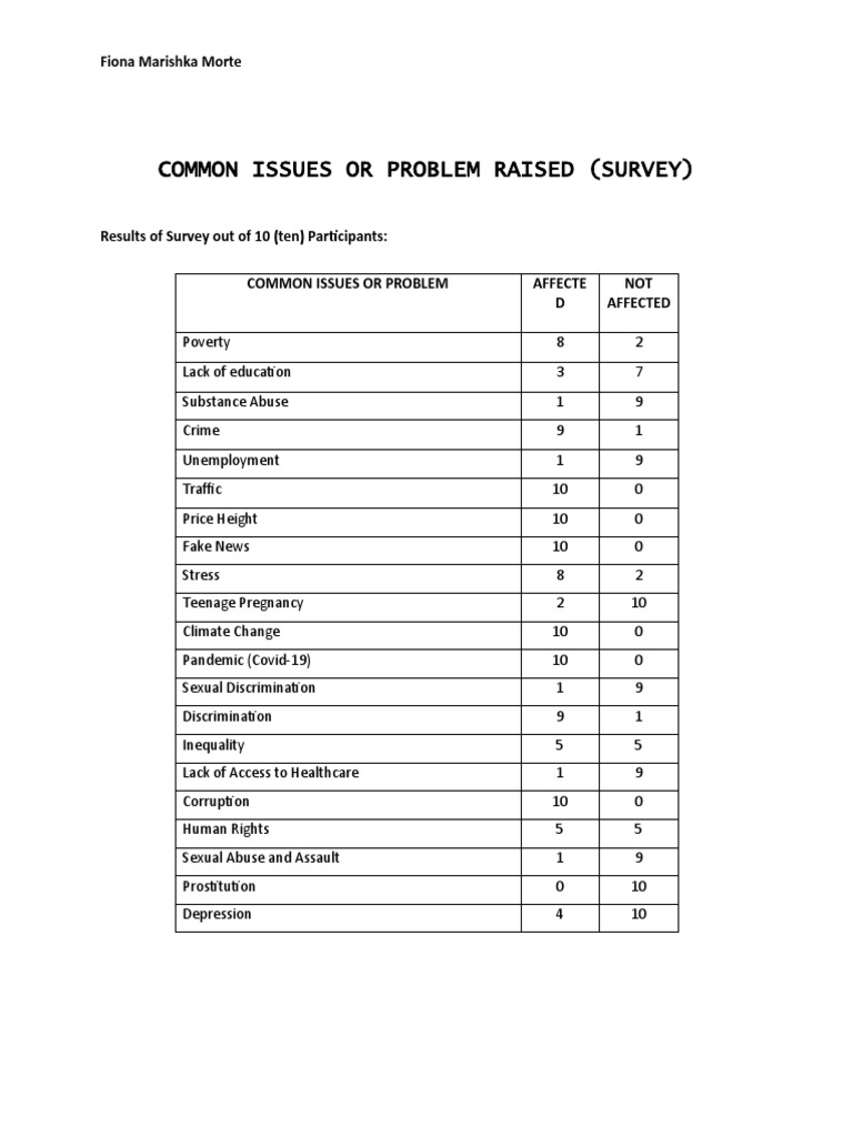 Common Issues or Problem Raised | PDF | Poverty | Poverty & Homelessness