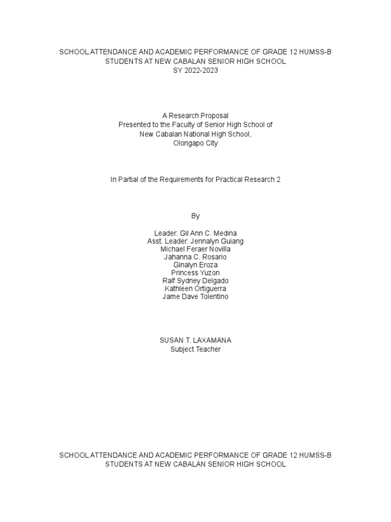12 Humss B-Group 4 CH 1-3 | PDF | Survey Methodology | Teachers