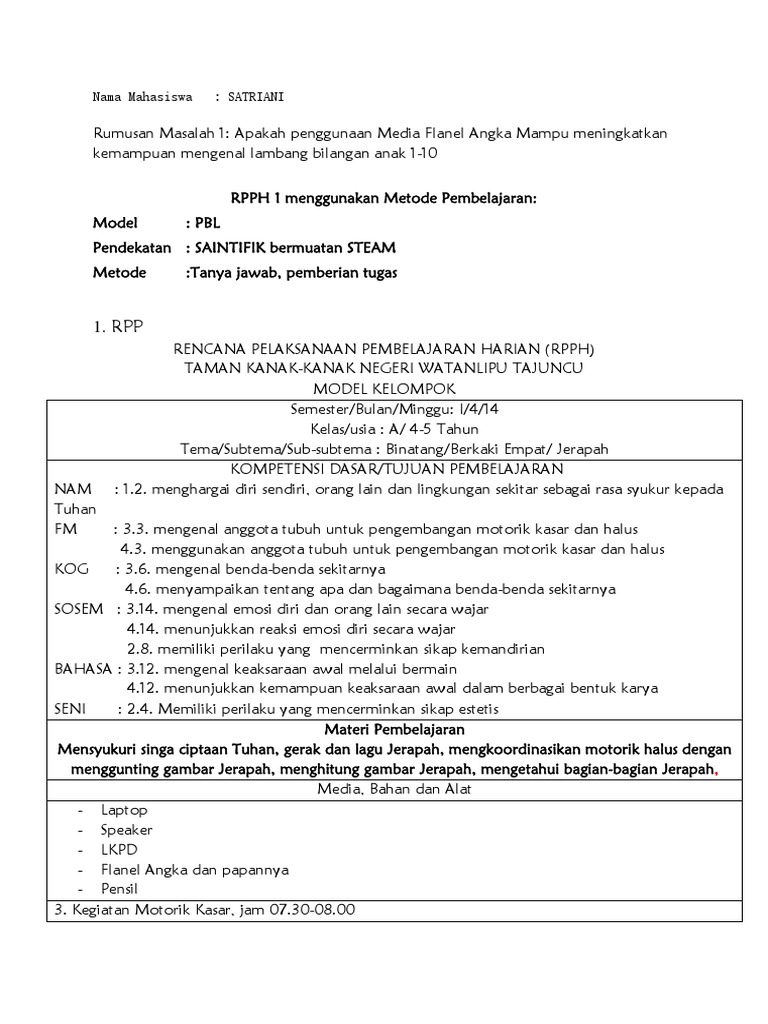Rencana Aksi 3 - Satriani Perangkat Dua | PDF