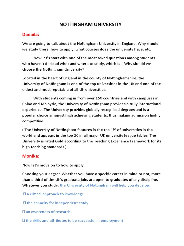 Nottingham University | PDF | Academic Degree | University