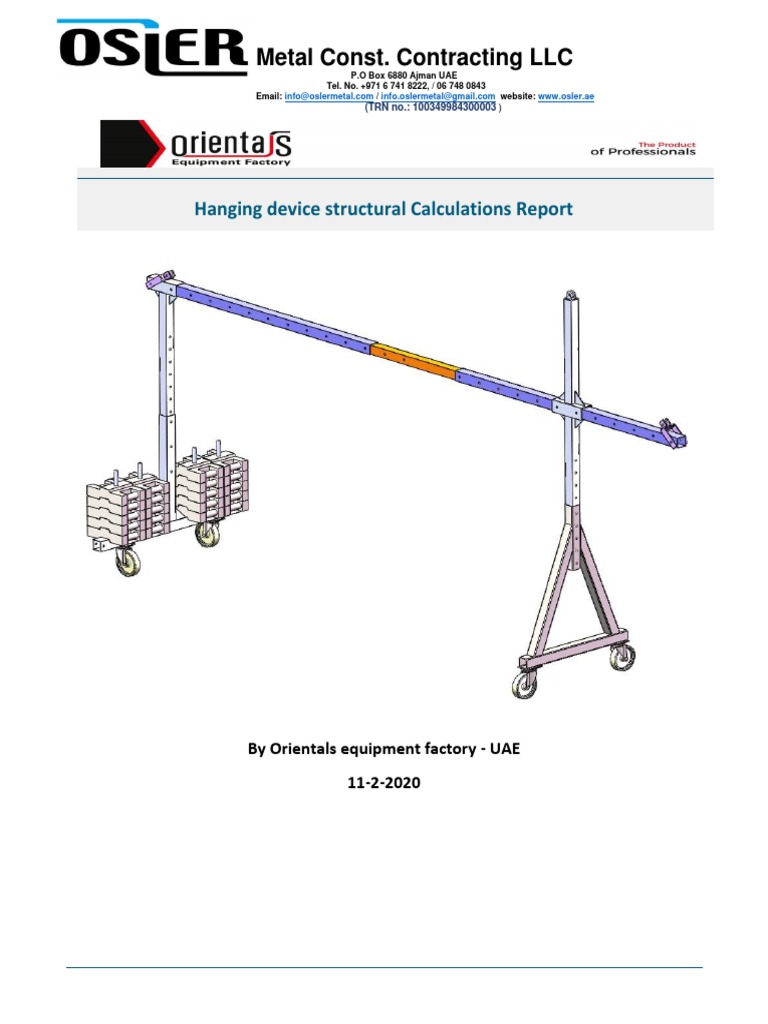 Hanging Device Structural and Stability Calculations | PDF | Strength ...