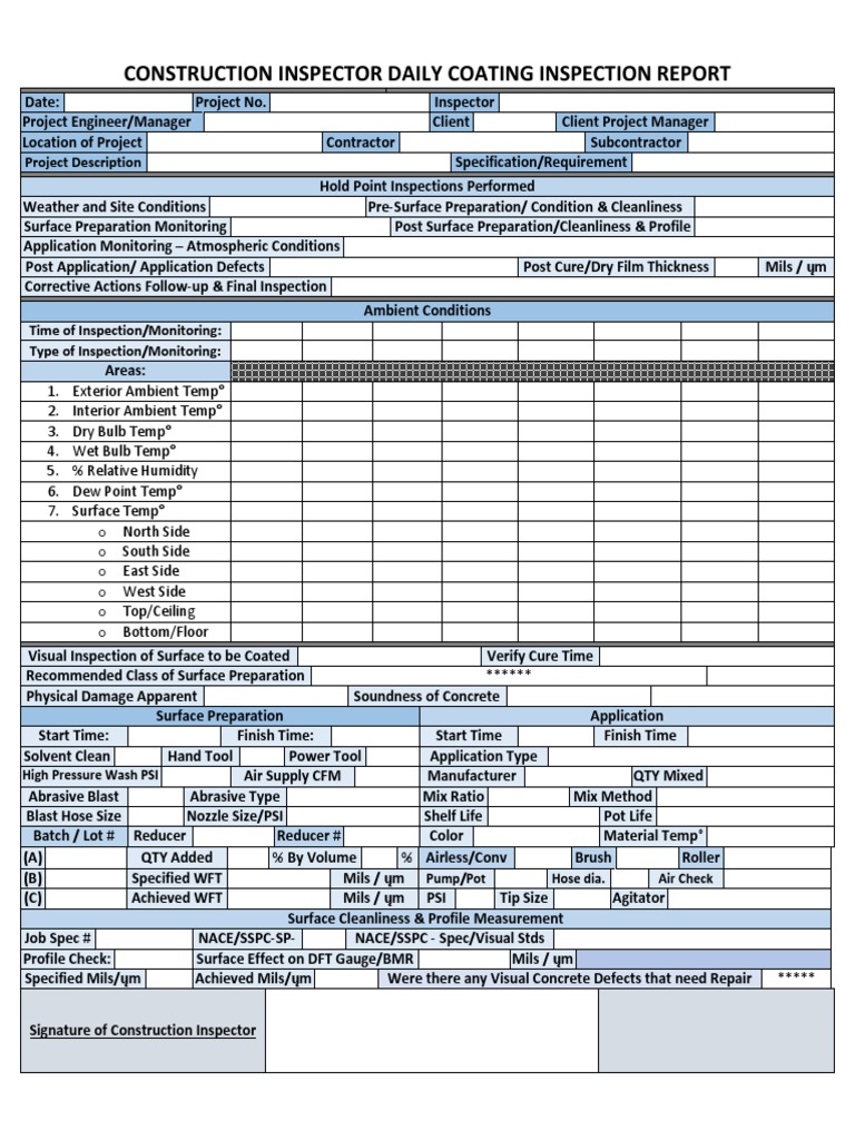CI Daily Coatings Form - 1 | PDF | Concrete | Materials