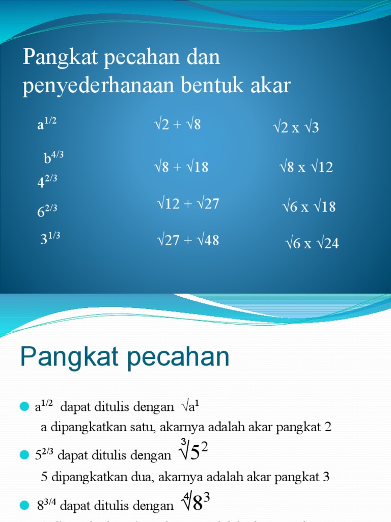 Pengenalan Operasi dan Sederhanakan Bentuk Akar Pecahan | PDF