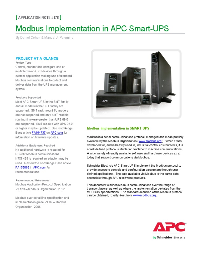 Modbus Implementation in APC Smart-UPS v12 | PDF | Usb | Bit Modbus Implementation in APC Smart-UPS v12 | PDF | Usb | Bit