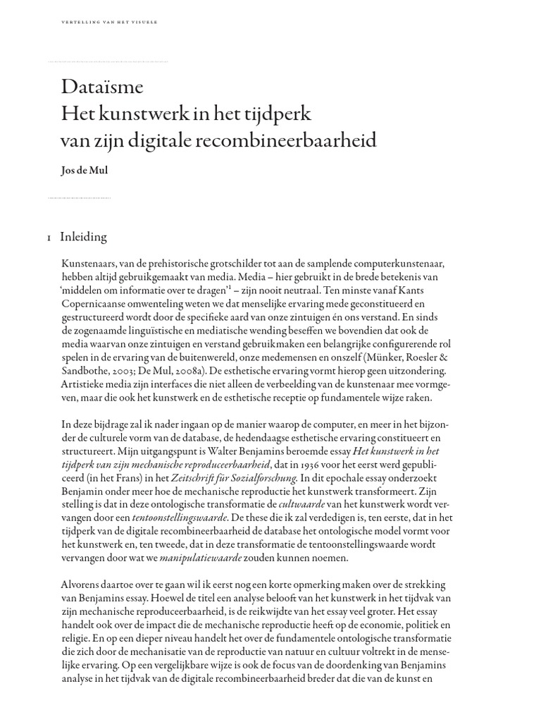 Dataïsme Het Kunstwerk in Het Tijdperk Van Zijn Digitale ...
