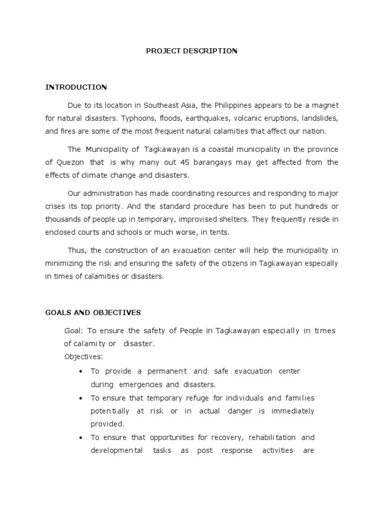 Evacuation Center Project Tagkawayan | PDF | Emergency Evacuation | Natural Disasters