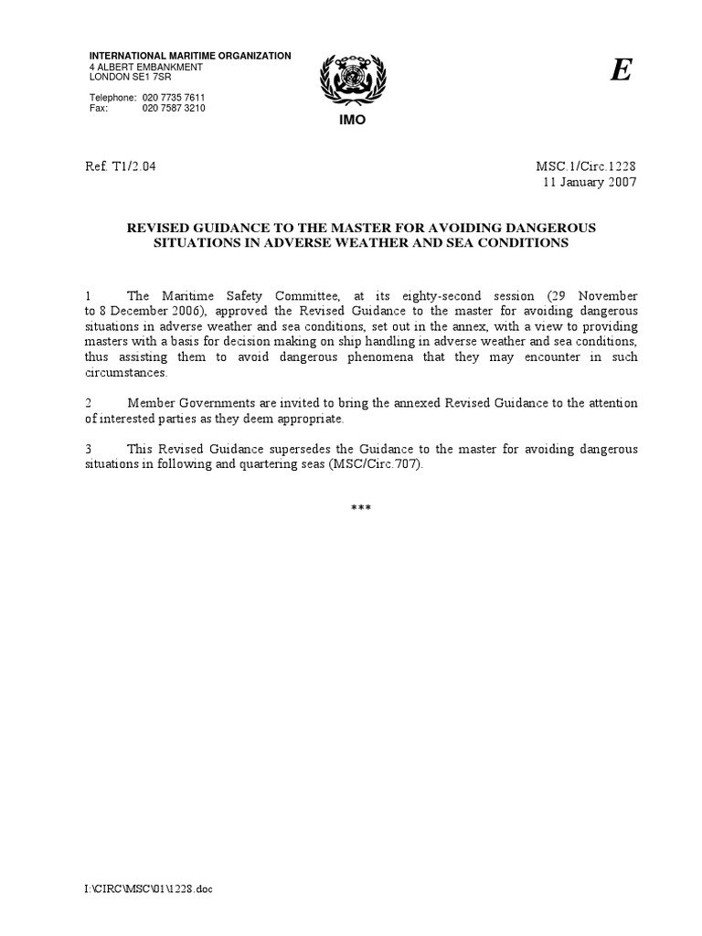 MSC 1-Circ 1228 | PDF | Ships | Waves