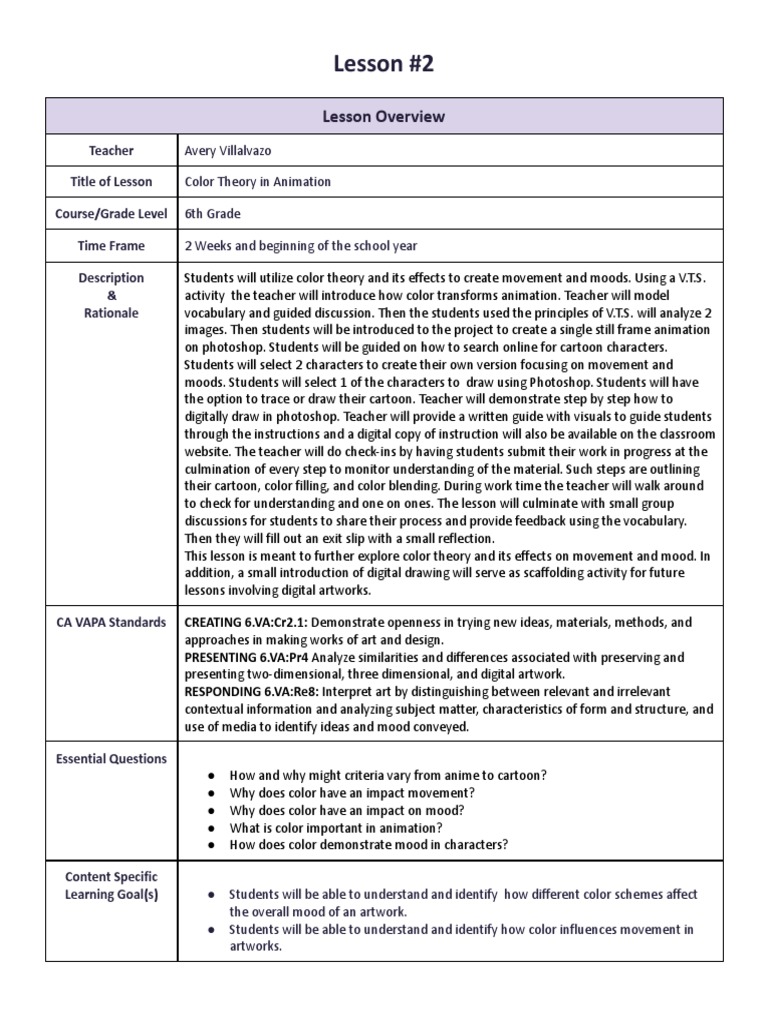Art Lesson 2 Color Theory 1 | PDF | Animation | Adobe Photoshop