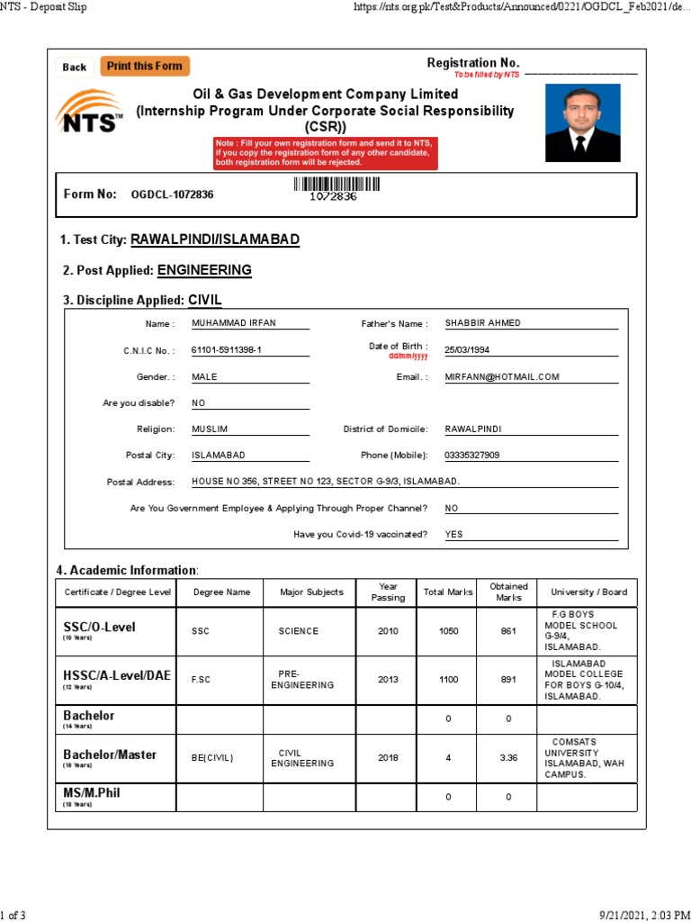 NTS - Deposit Slip | PDF | Fee | Banks