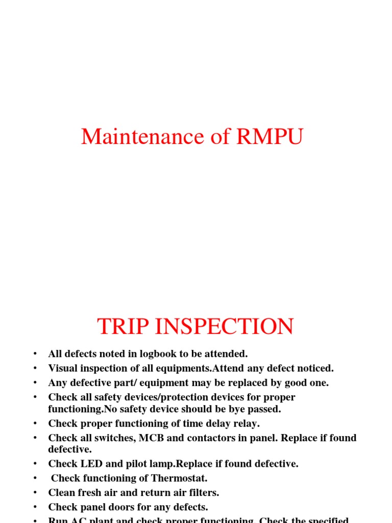 Rmpu Preventive Maintenance | PDF | Technology & Engineering
