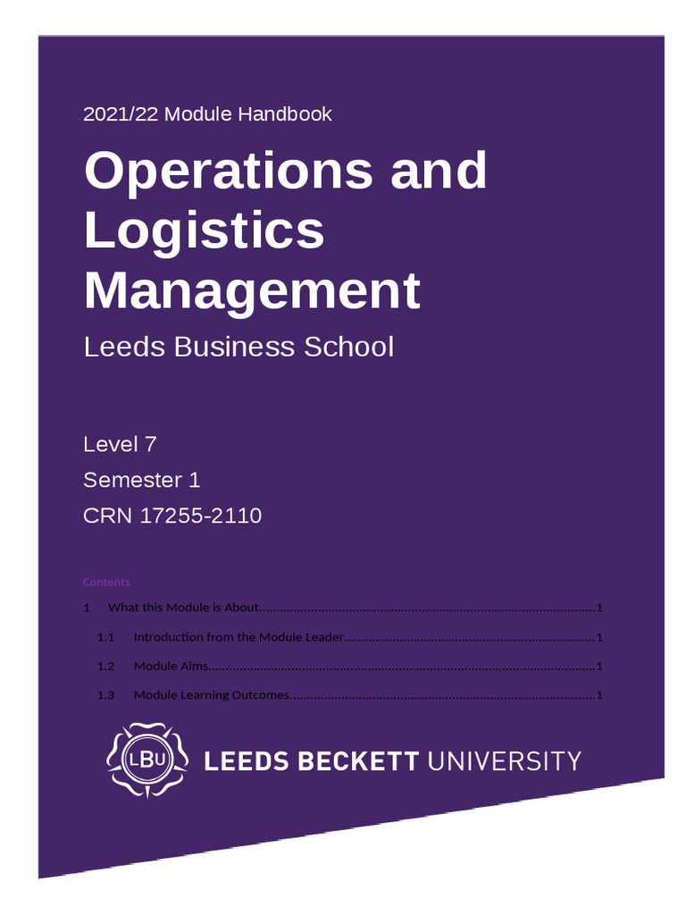 Module Handbook OPS and Logistics 202122 LBS 2 1 | PDF | Academic ...