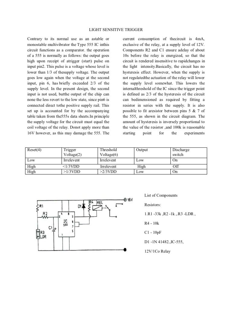 Light Sensitive Trigger Mechanism | PDF