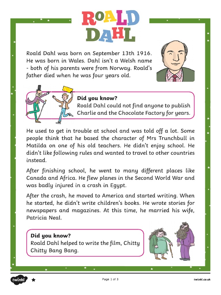 Roald Dahl Differentiated Reading Comprehension Activity - Ver - 3 | PDF