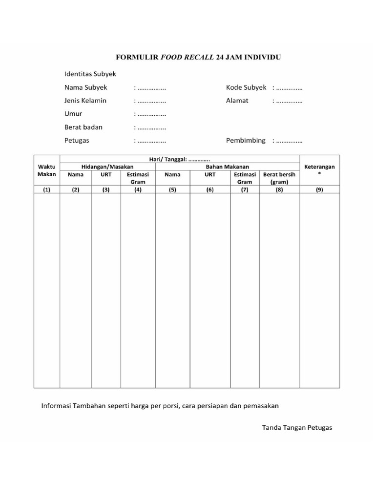 Form Recall 24 Jam | PDF