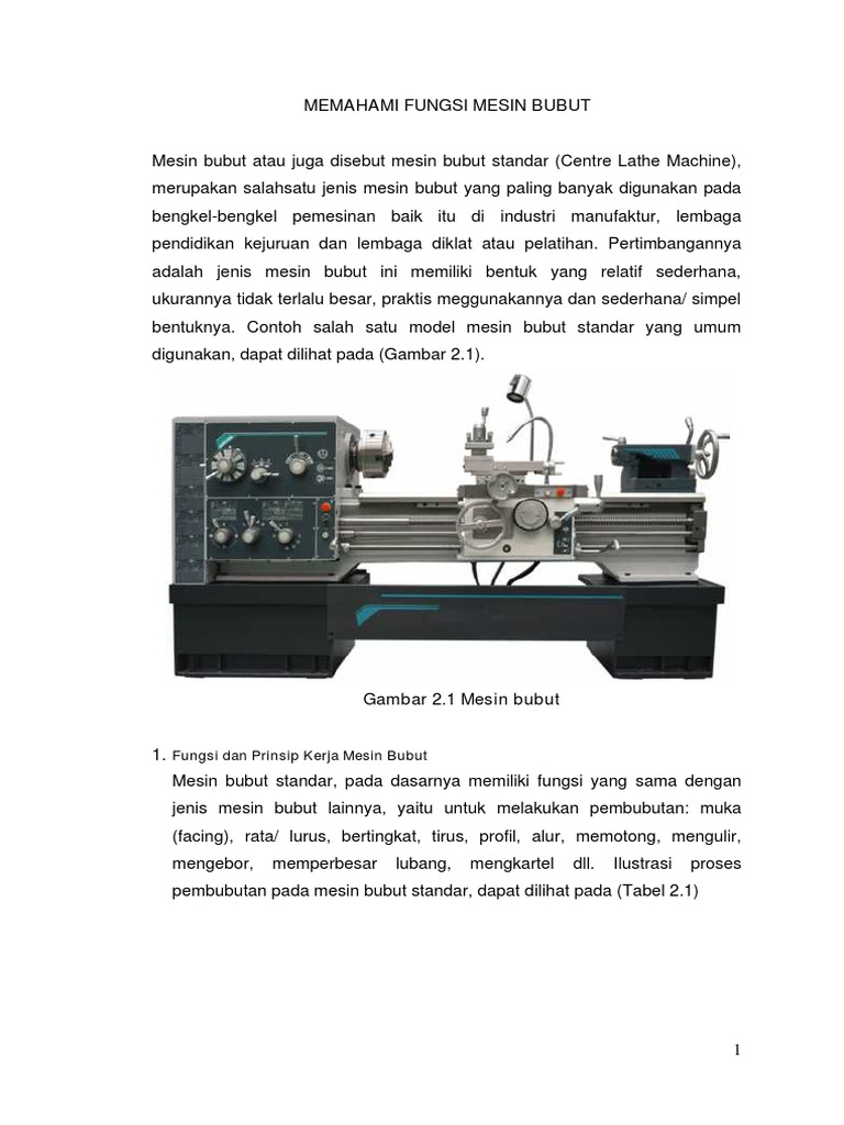 Memahami Fungsi Mesin Bubut | PDF